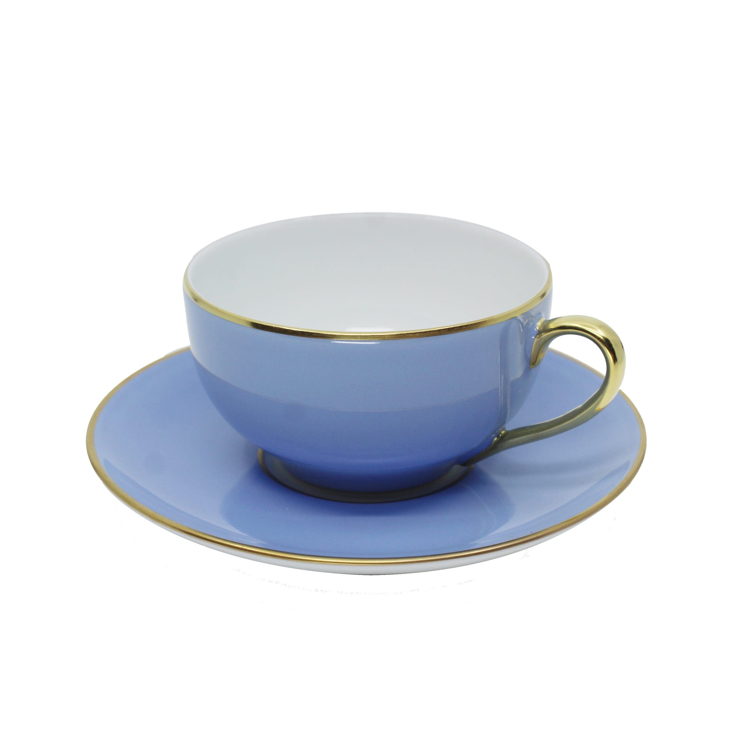 Legle Limoges Ice Blue Tea Cup & Saucer 140mL with Gold Rim